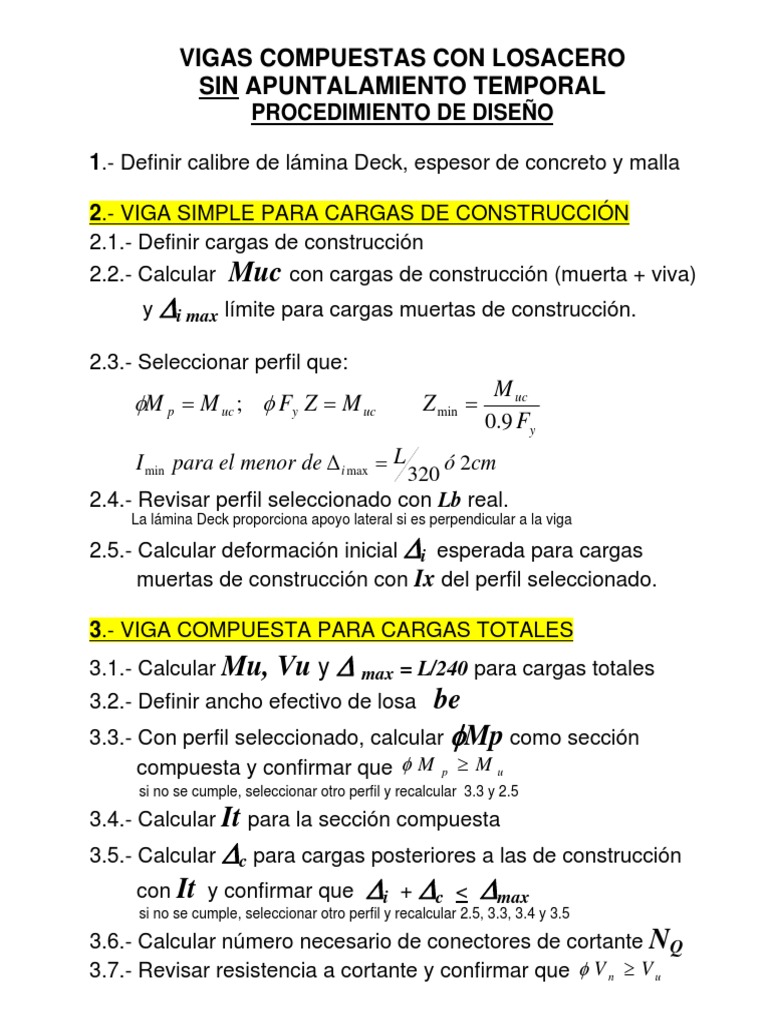 Diseño de Vigas Compuestas Losacero | PDF