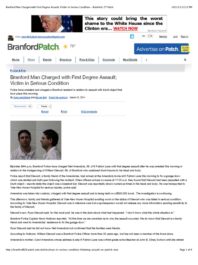 Preview of "Branford Man Charged With First Degree Assault Victim in ...