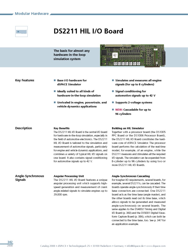 Ds2211 Hil Io Board Dspace Catalog 2008 | PDF | Analog To Digital Converter | Signal (Electrical ...