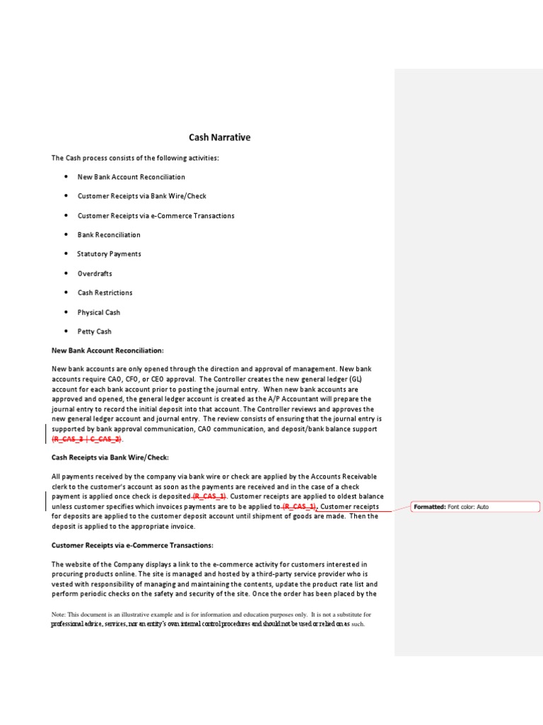 Cash Narrative | PDF | Financial Transaction | Banks