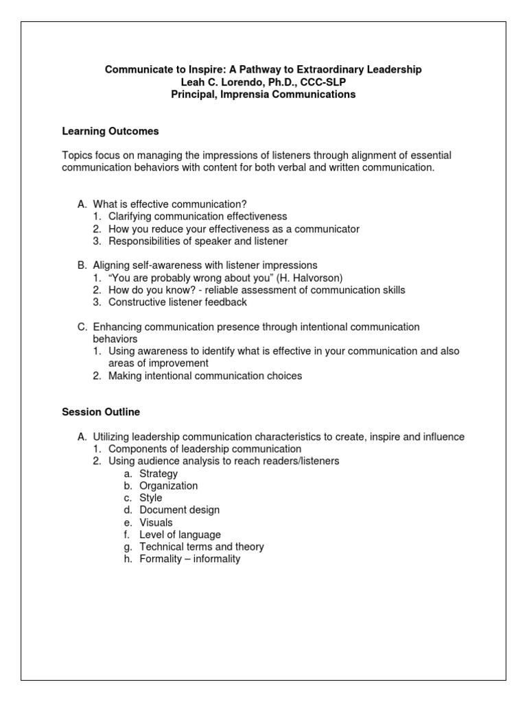 2013 Annual Gathering: Workshop#7C: Communicate To Inspire, Part 2 ...