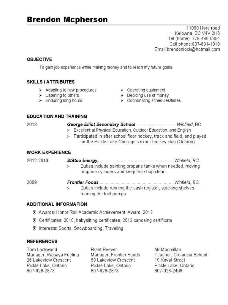 Brendon Mcpherson Resume | PDF | Career & Growth