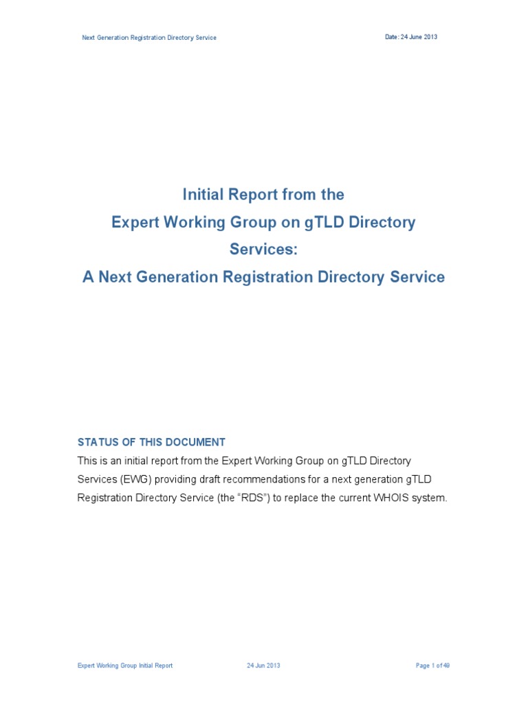 Initial Report 24jun13 en 1 | PDF | Domain Name | Domain Name Registrar