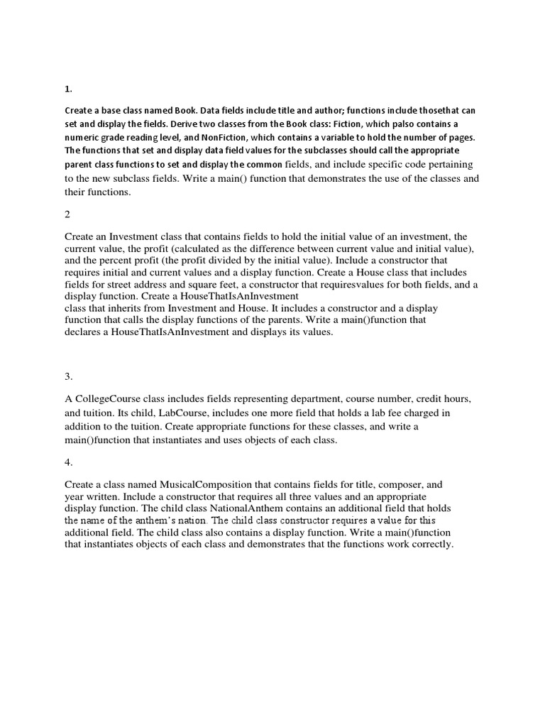 C Inheritance Exercises PDF | PDF | Class (Computer Programming ...