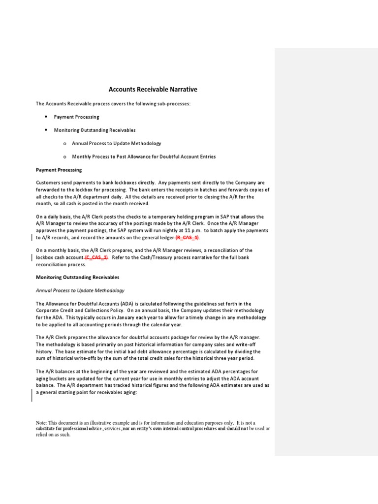 Accounts Receivable Process Narrative | PDF | Money | Business