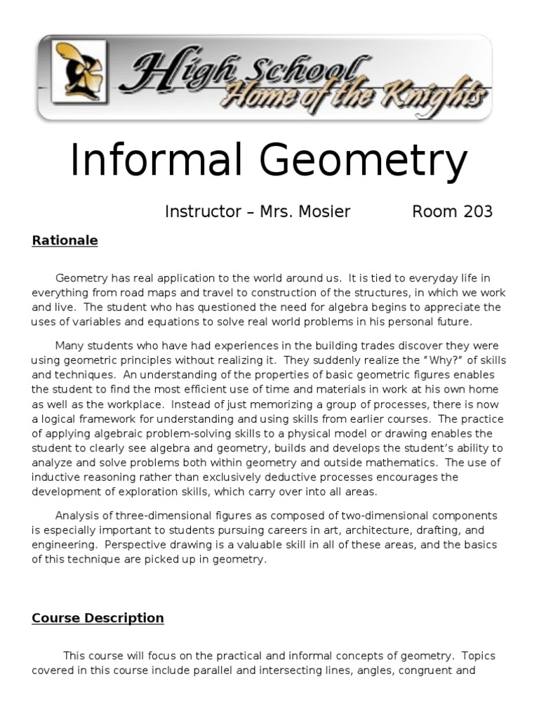 Practical Informal Geometry Course Guide | PDF | Geometry | Homework