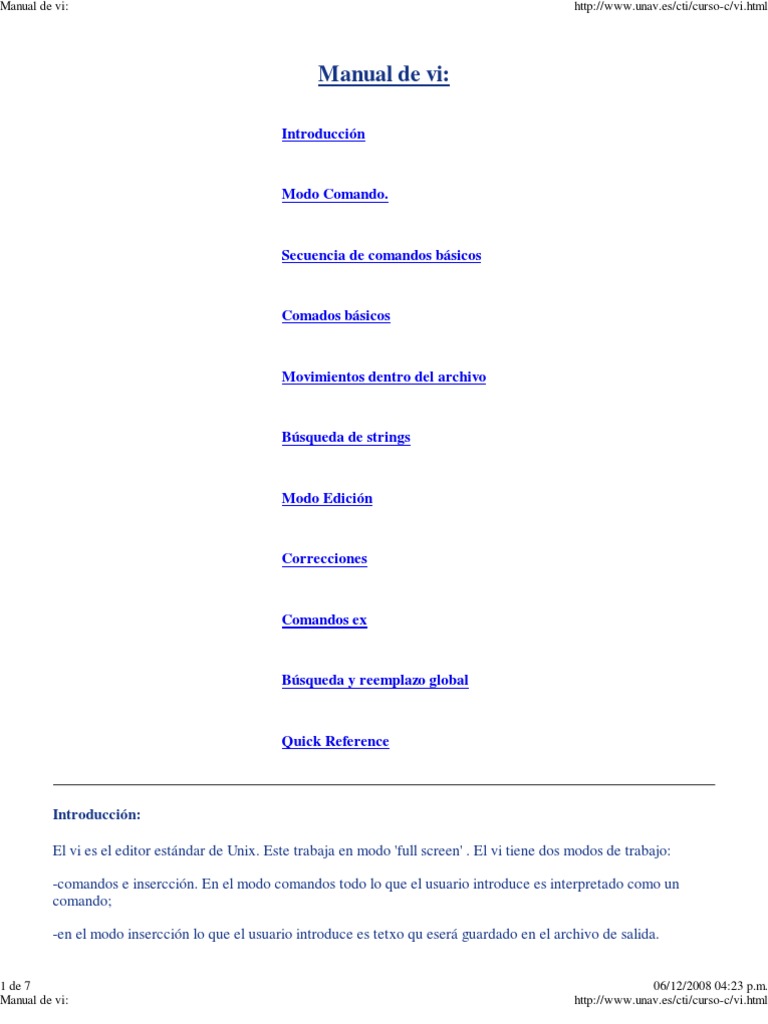 Manual de Vi | Descargar gratis PDF | Ingeniería Informática ...