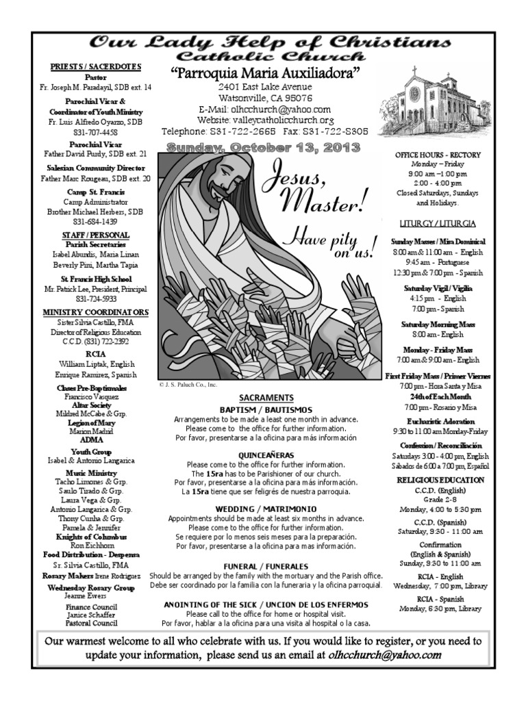 Parish Bulletin For October 12, 2013 | PDF | Our Lady Of Fátima ...
