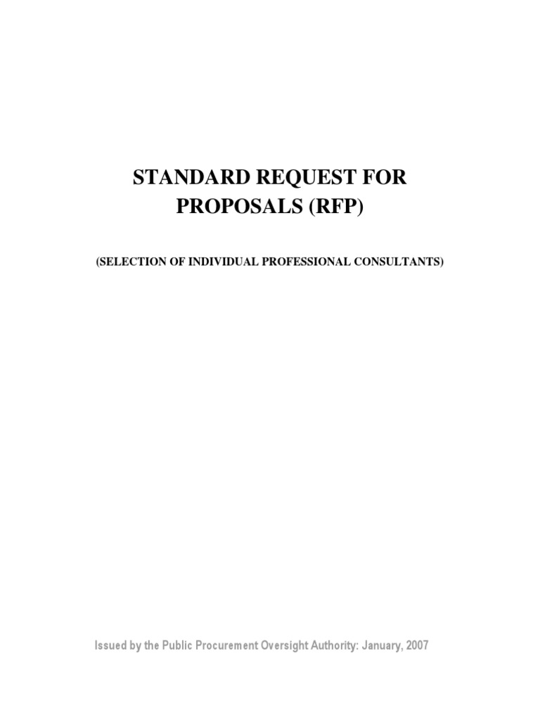 Standard Request For Proposals (RFP) - Selection of Individual Professional Consultants | PDF ...