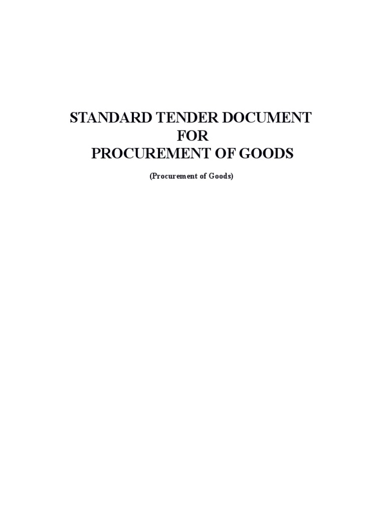 Standard Tender Document For Procurement of Goods | PDF | Specification ...