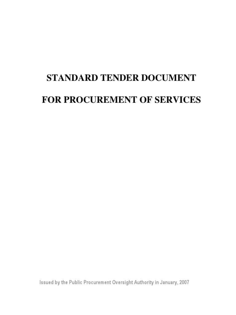 Standard Tender Document for Services | PDF | Guarantee | Specification ...