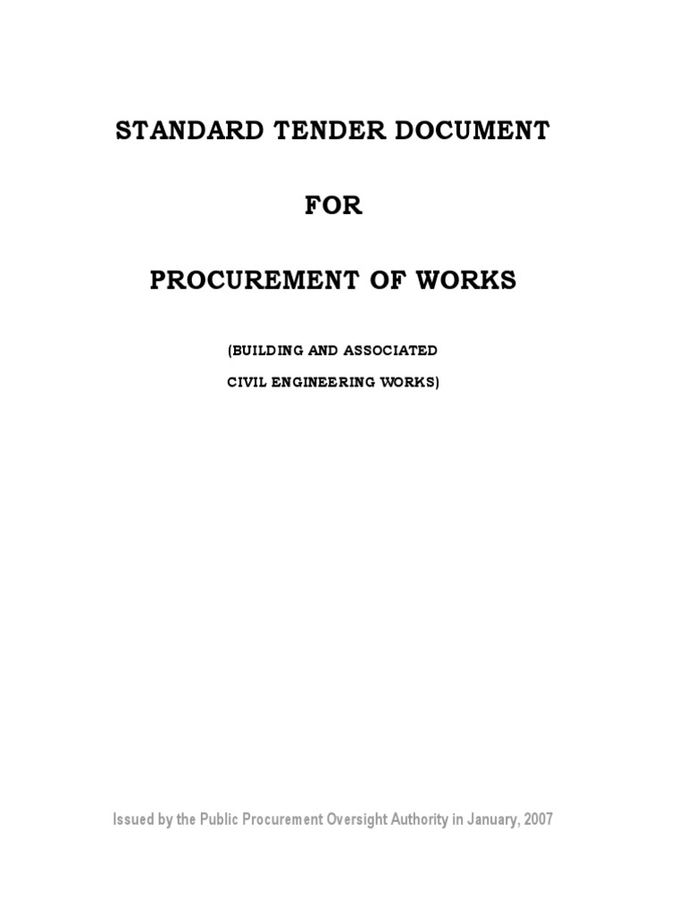 Standard Tender Document for Procurement of Works (Building and ...