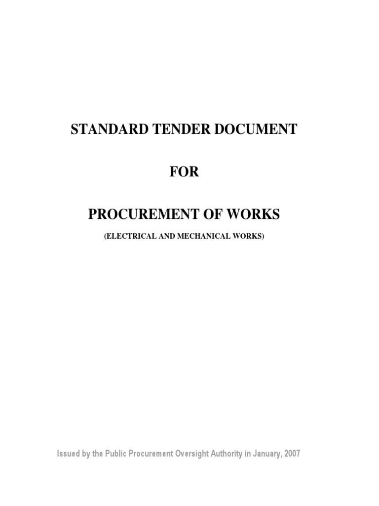 Standard Tender Document For Procurement of Works (Electrical and ...