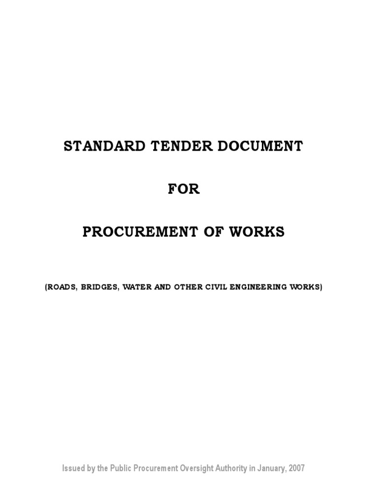 Standard Tender Document for Civil Works | PDF | Law Of Agency ...