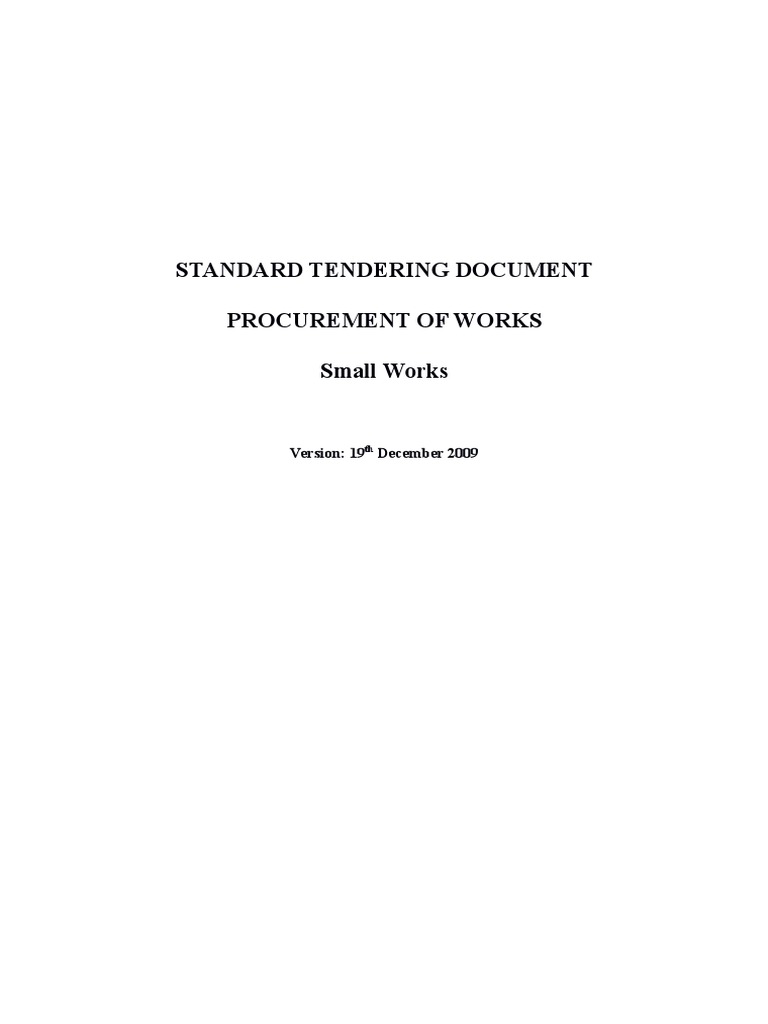 Standard Tender Document for Small Works | PDF | Procurement | Joint Venture