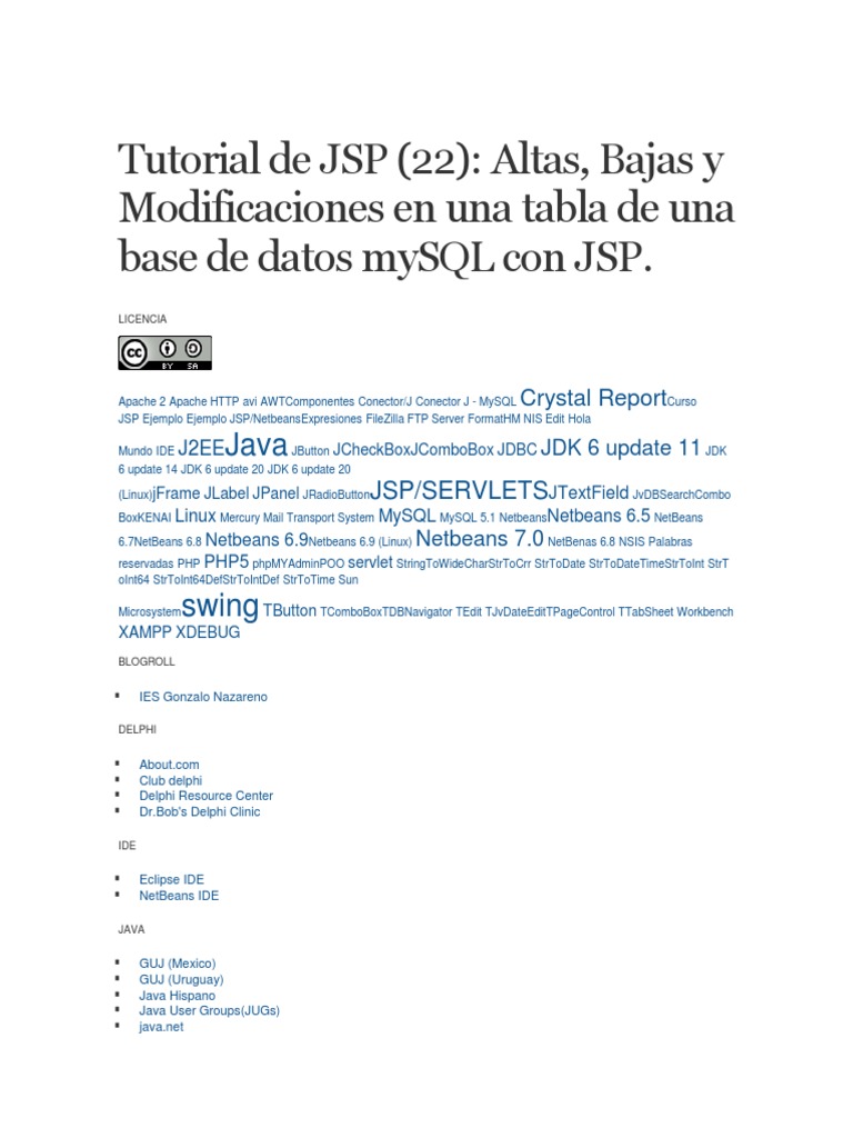 Tutorial de JSP | PDF | Páginas del servidor Java | Java (lenguaje de programación)