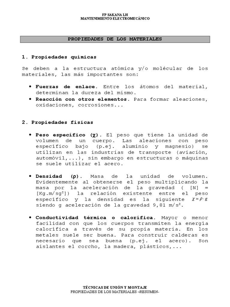 Resumen - Propiedades de Los Materiales | PDF | Aluminio | Acero