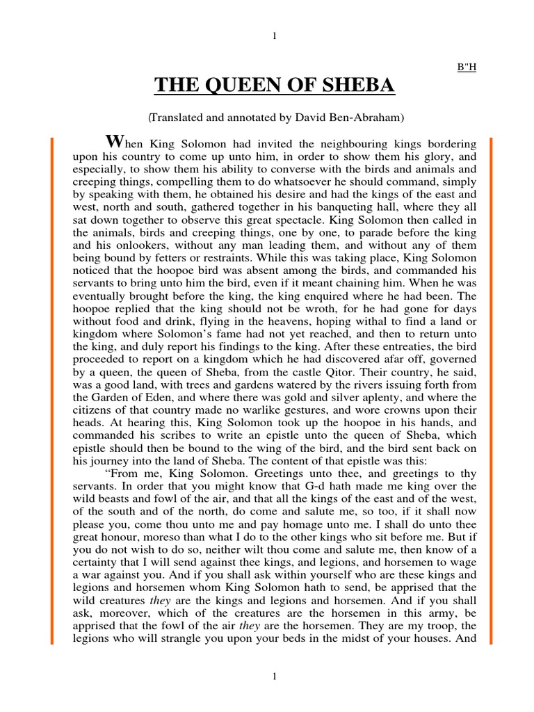 The Queen of Sheba | PDF | Queen Of Sheba | Solomons