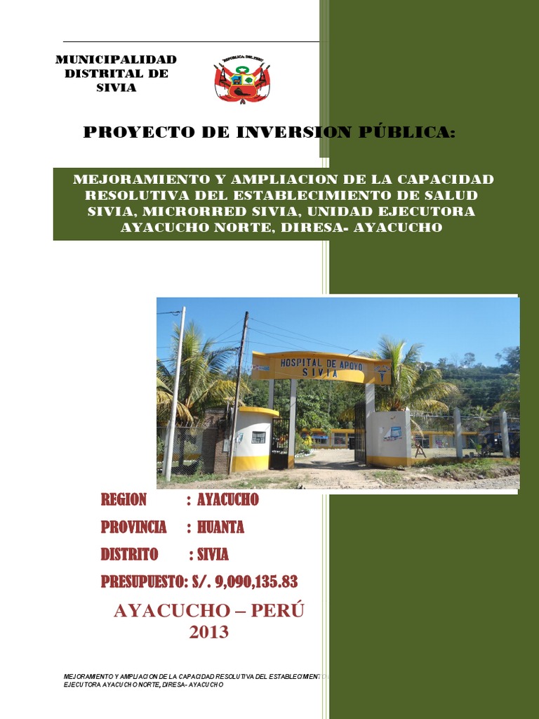 PIP Hospital de Sivia - 2013 - Final | PDF | Presupuesto | Sustentabilidad