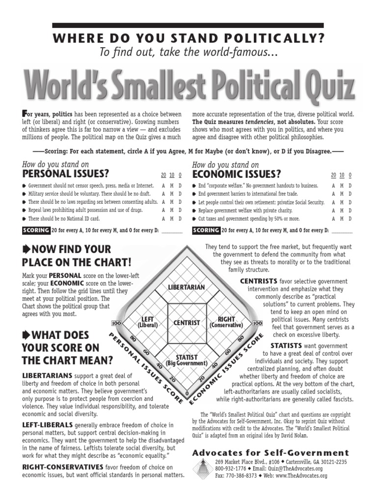 Quiz PDF With Explanations of Political Positions 1 | PDF | Centrism ...
