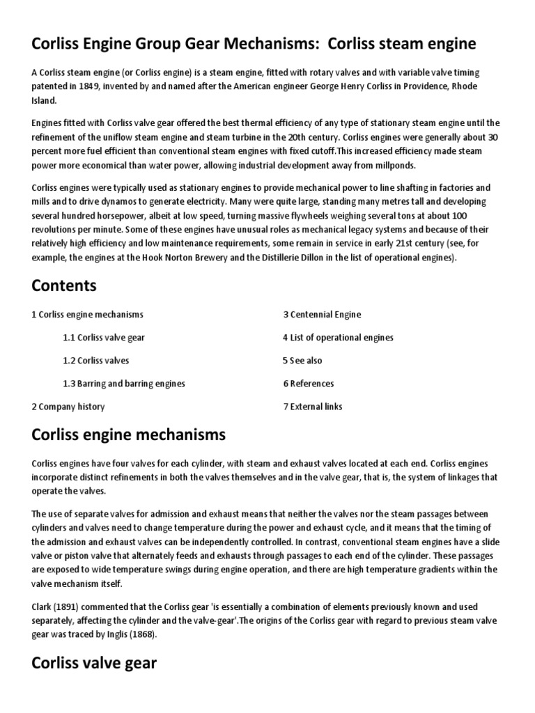 Corliss Engine Group Gear Mechanisms Corliss Steam Engine | PDF | Steam ...
