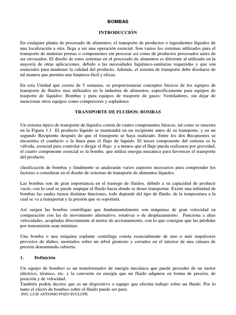 Clase - Bombas, Clasificacion y Tipos | PDF | Bomba | Motor eléctrico