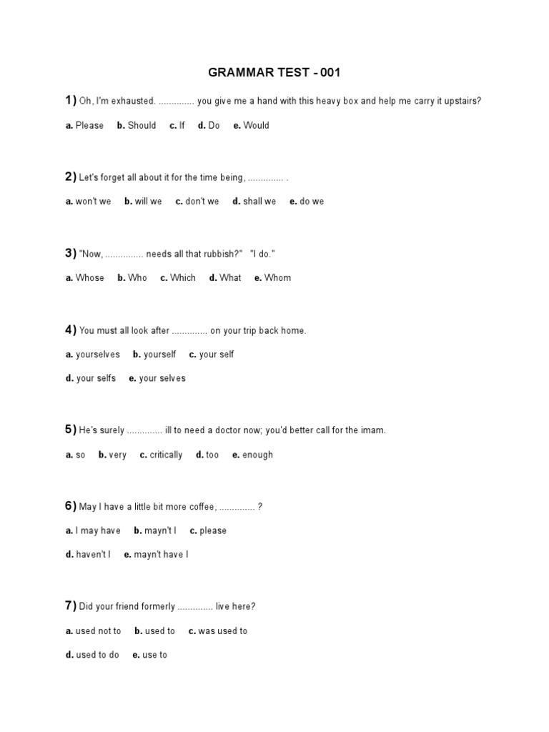 Gammar Test | PDF