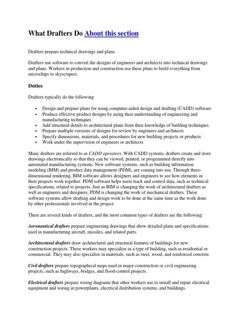 Overview of Drafter Responsibilities | PDF | Art | Computers