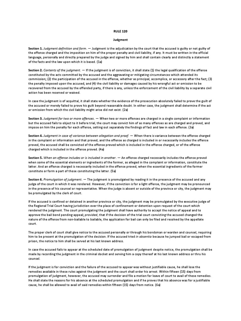 Rule 120 | PDF | Bail | Judgment (Law)