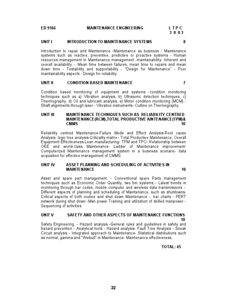 Maintenance Engineering | PDF | Reliability Engineering | Systems ...