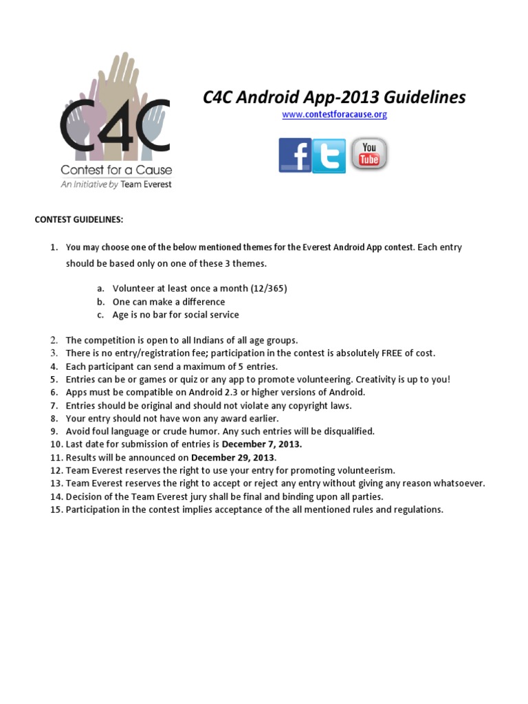 C4C Android App-2013 Guidelines: You May Choose One of The Below ...