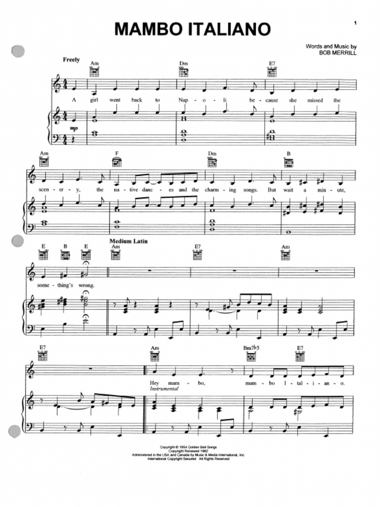 Mambo Italiano Sheet Music | PDF