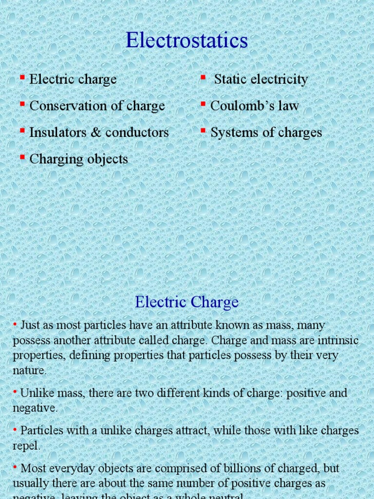 Electrostatics | PDF | Electric Charge | Electrostatics