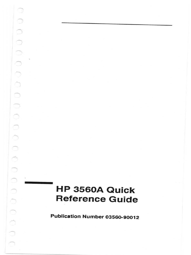 HP 3560A Quick Reference Guide | PDF
