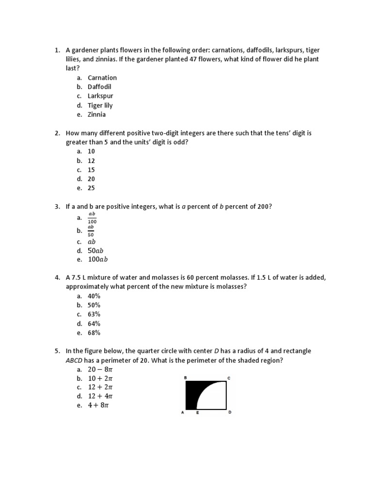 SAT Math Practice | PDF | Prime Number | Elementary Mathematics