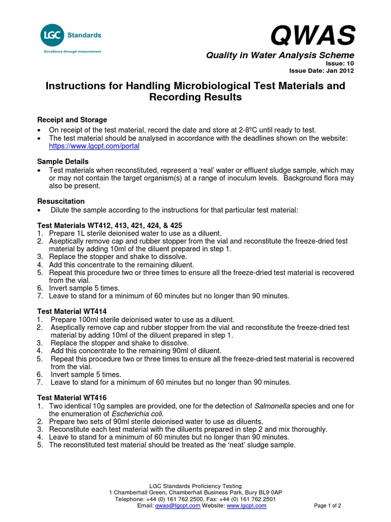 QWAS Instruction Sheet | PDF | Freeze Drying | Purified Water