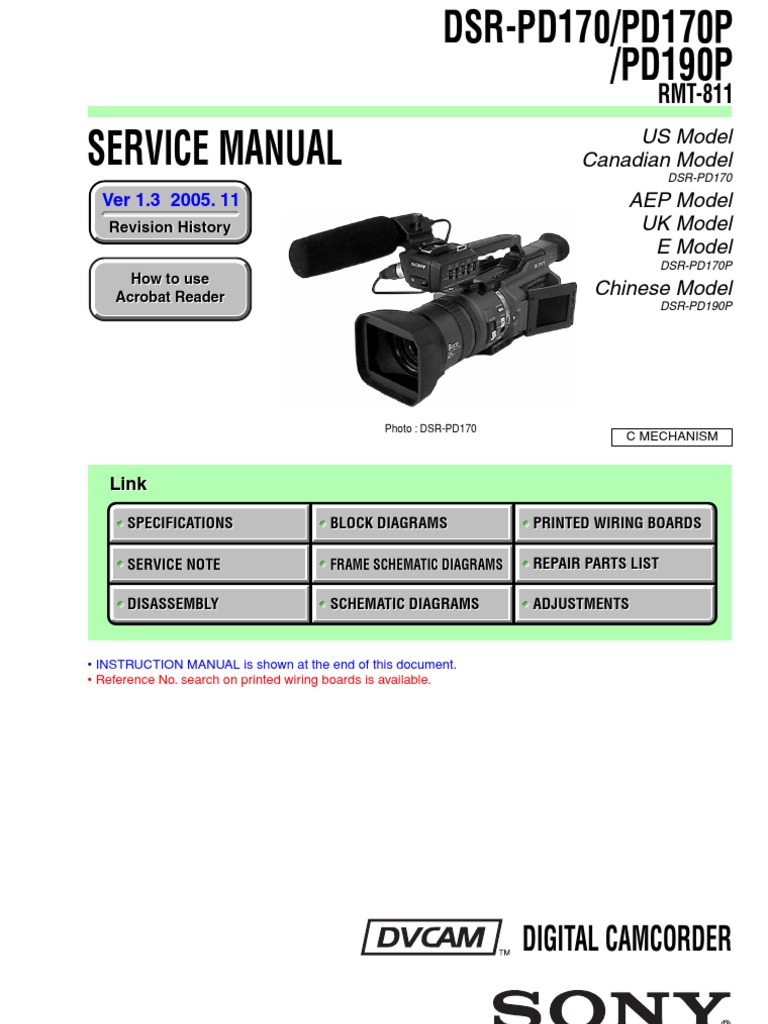 Sony DSR-PD170, DSR-PD190 MiniDV Camera | PDF | Soldering | Video