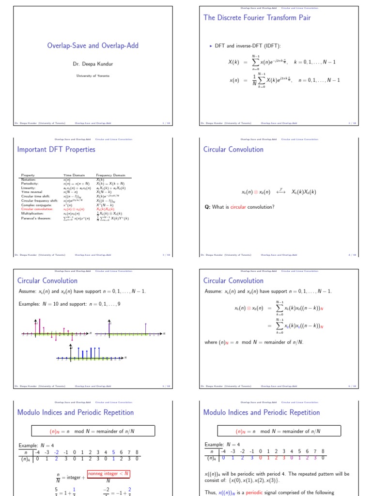 Digital Signal Processing Fundamentals: Circular and Linear Convolution, Overlap-Save and ...