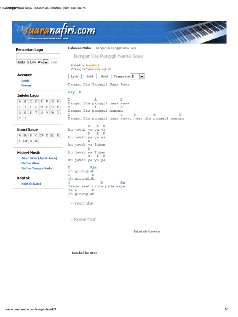 Dengar Dia Panggil Nama Saya | PDF