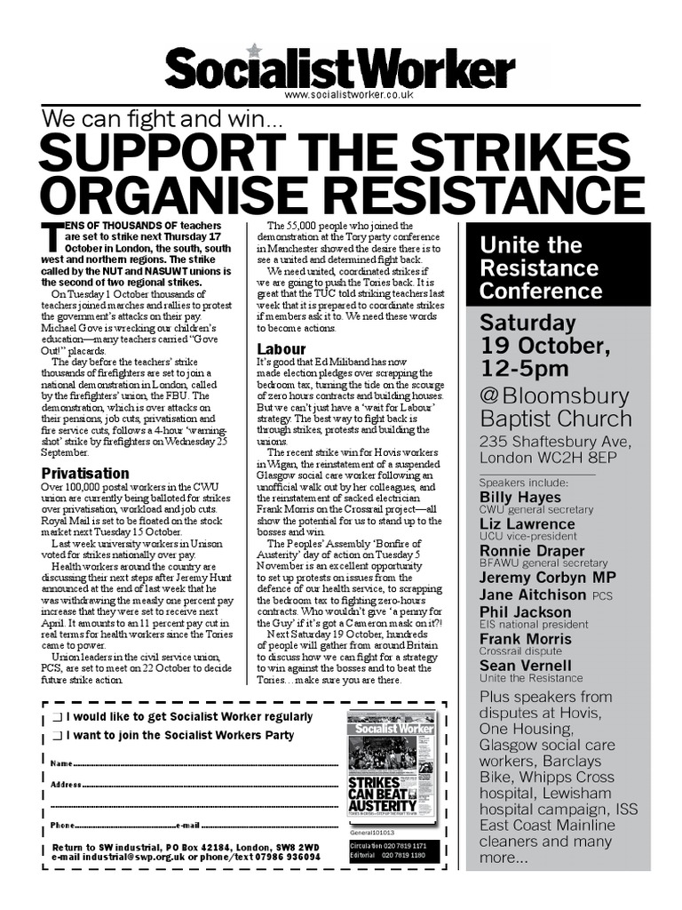 Support The Strikes Organise Resistance: We Can Fight and Win.. | PDF ...