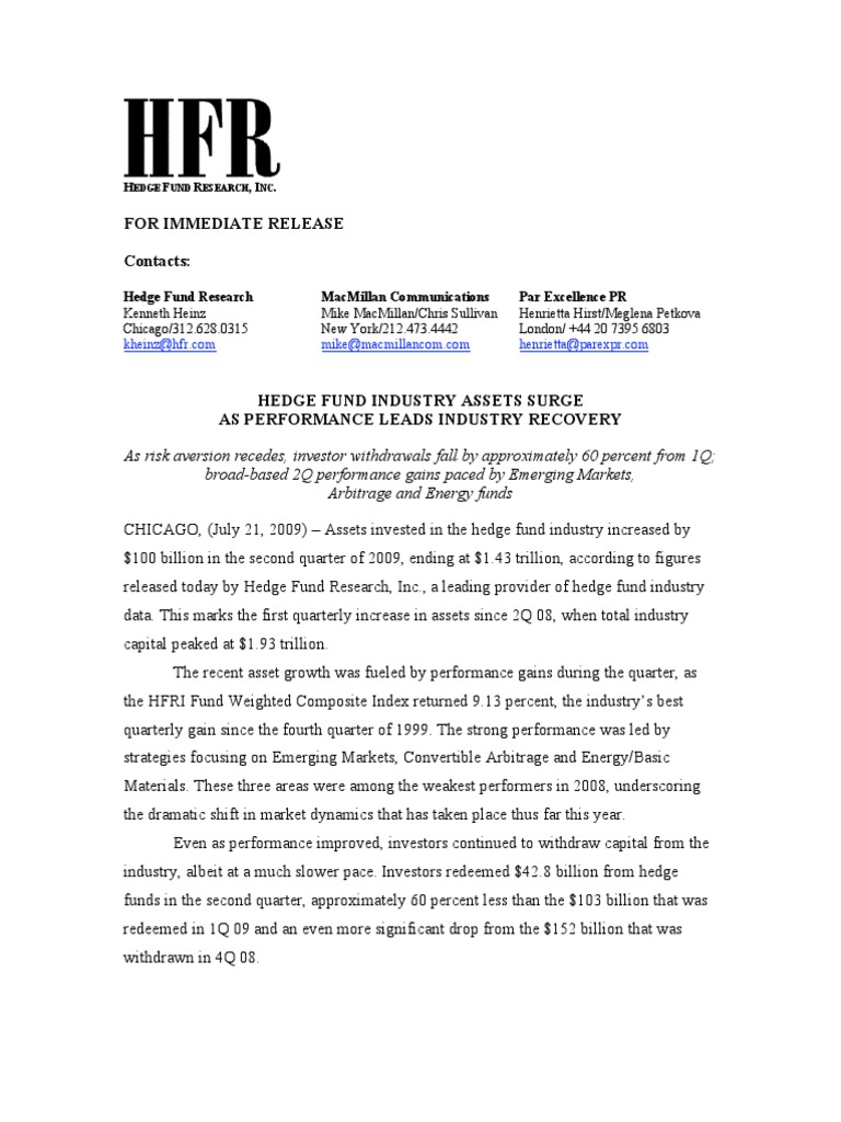 Hedge Fund Research Second Quarter Report | PDF | Hedge Fund | Fund Of ...