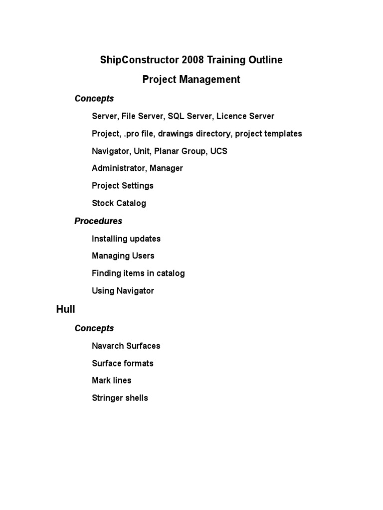 ShipConstructor Training Outline | PDF | Pipe (Fluid Conveyance ...