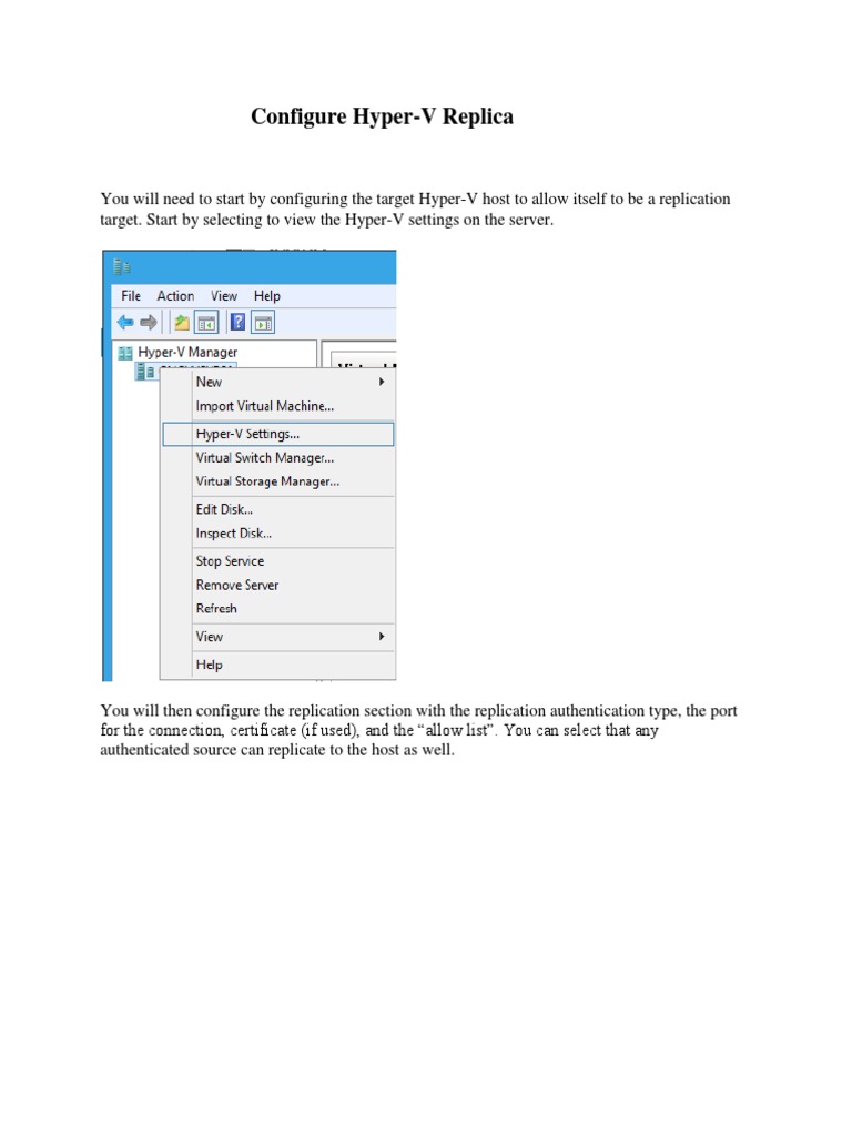 Configure Hyper-V Replica Settings | PDF