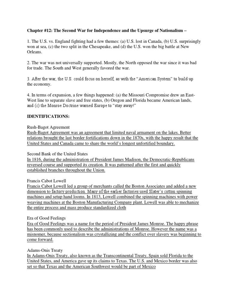 Chapter 12 Study Guide | PDF | War Of 1812 | John Marshall