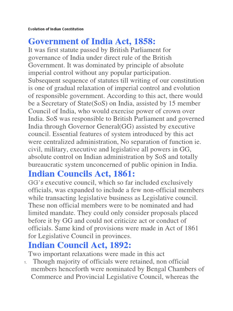 Evolution of Indian Constitution | PDF | Partition Of India ...