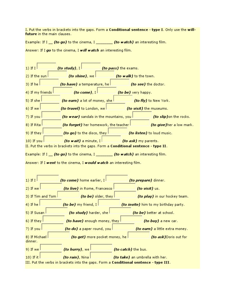 Conditional Sentences Practice Document | PDF | Sentence (Linguistics) | Verb