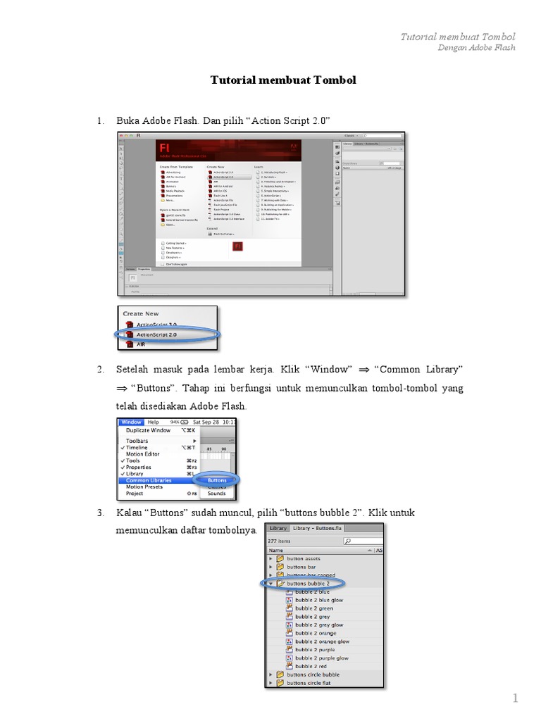 Tutorial Membuat Tombol Dengan Adobe Flash | PDF