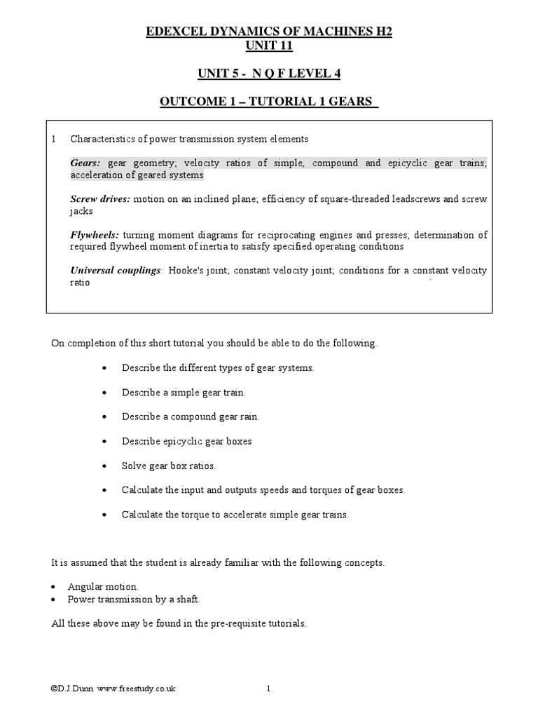 Dynamics of Machines - Gears | PDF | Gear | Transmission (Mechanics)