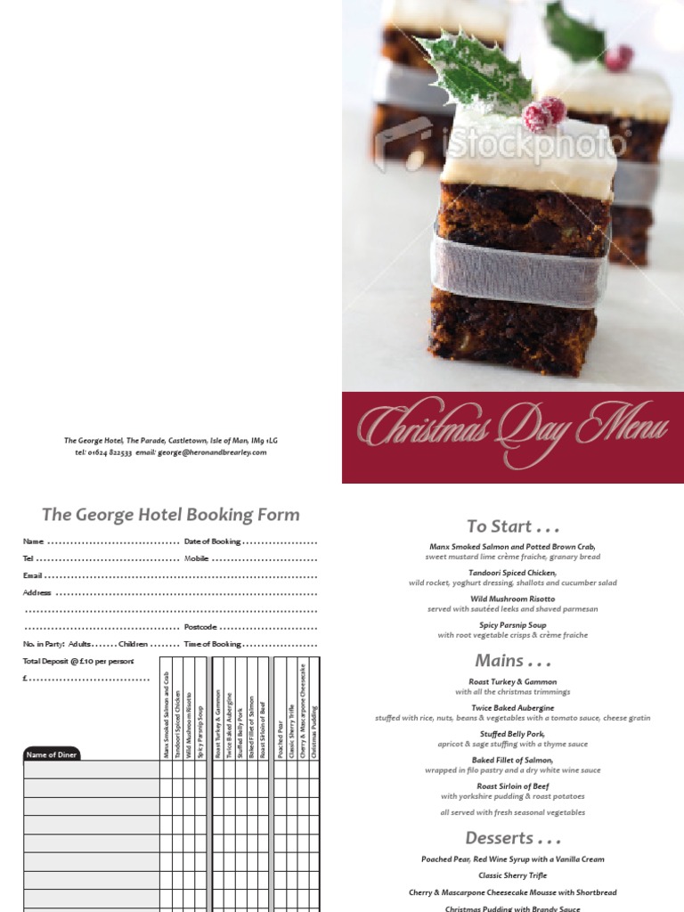 The George Christmas Day Menu | PDF