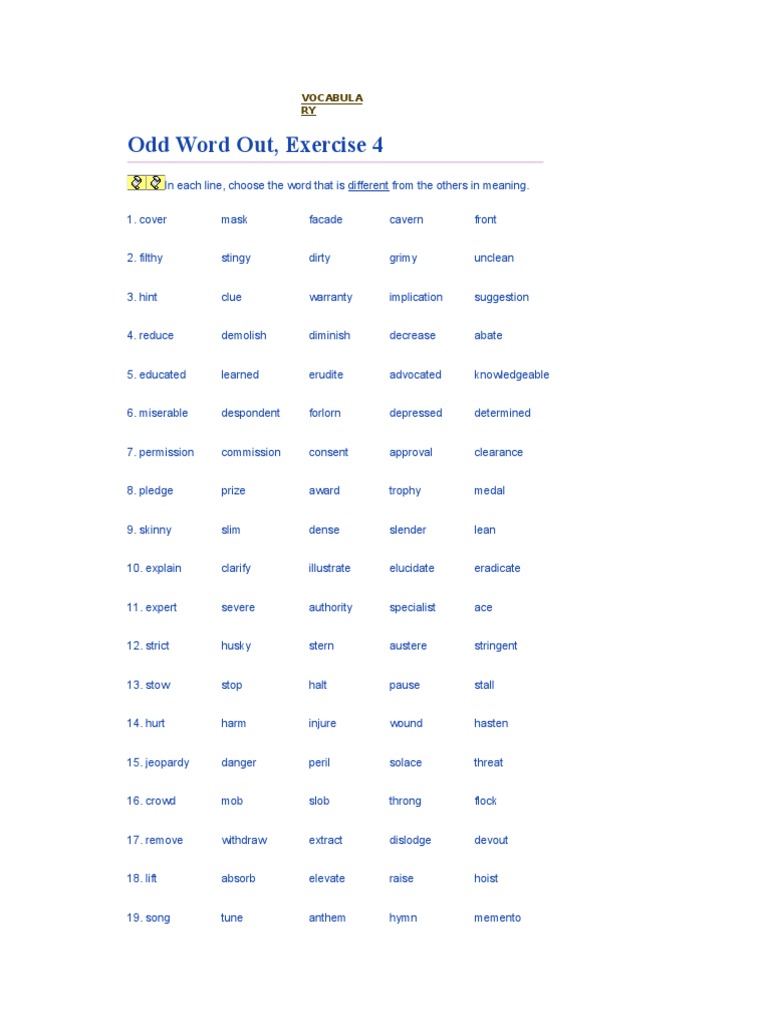 Odd Word Out, Exercise 4: Writin G Gramma R Busines S Pronunciatio N ...